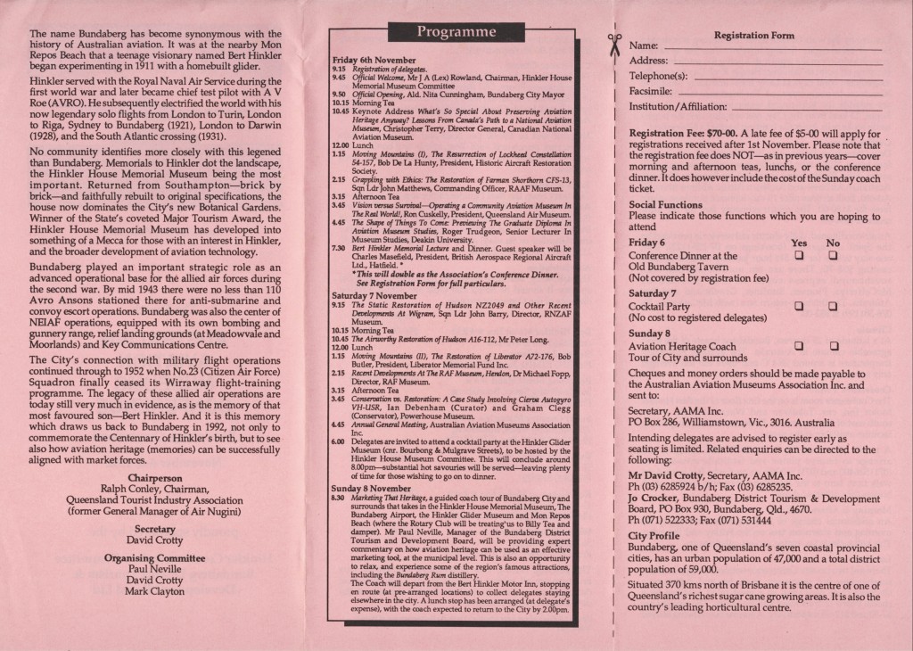 1992 Programme – Australian Aeronautical Heritage